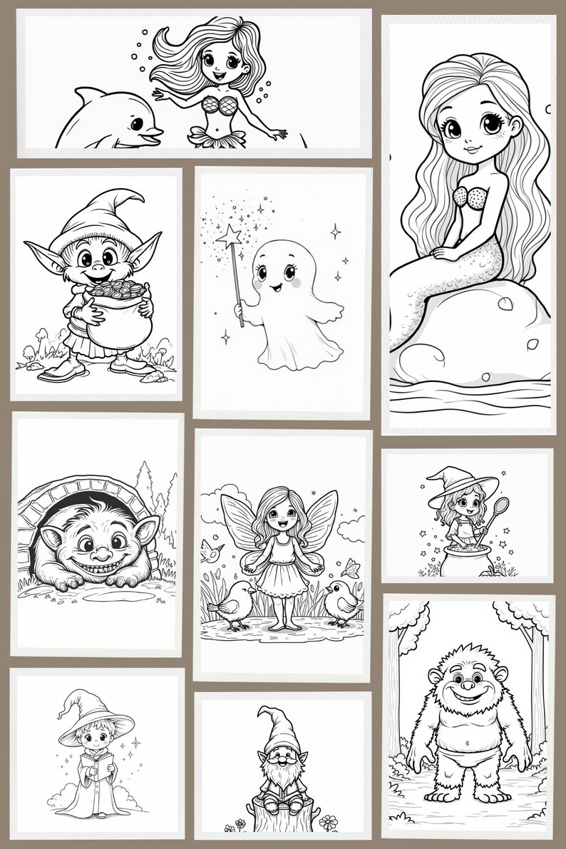 Fairy Tale Characters Coloring Pages for Kids Printable Digital ...