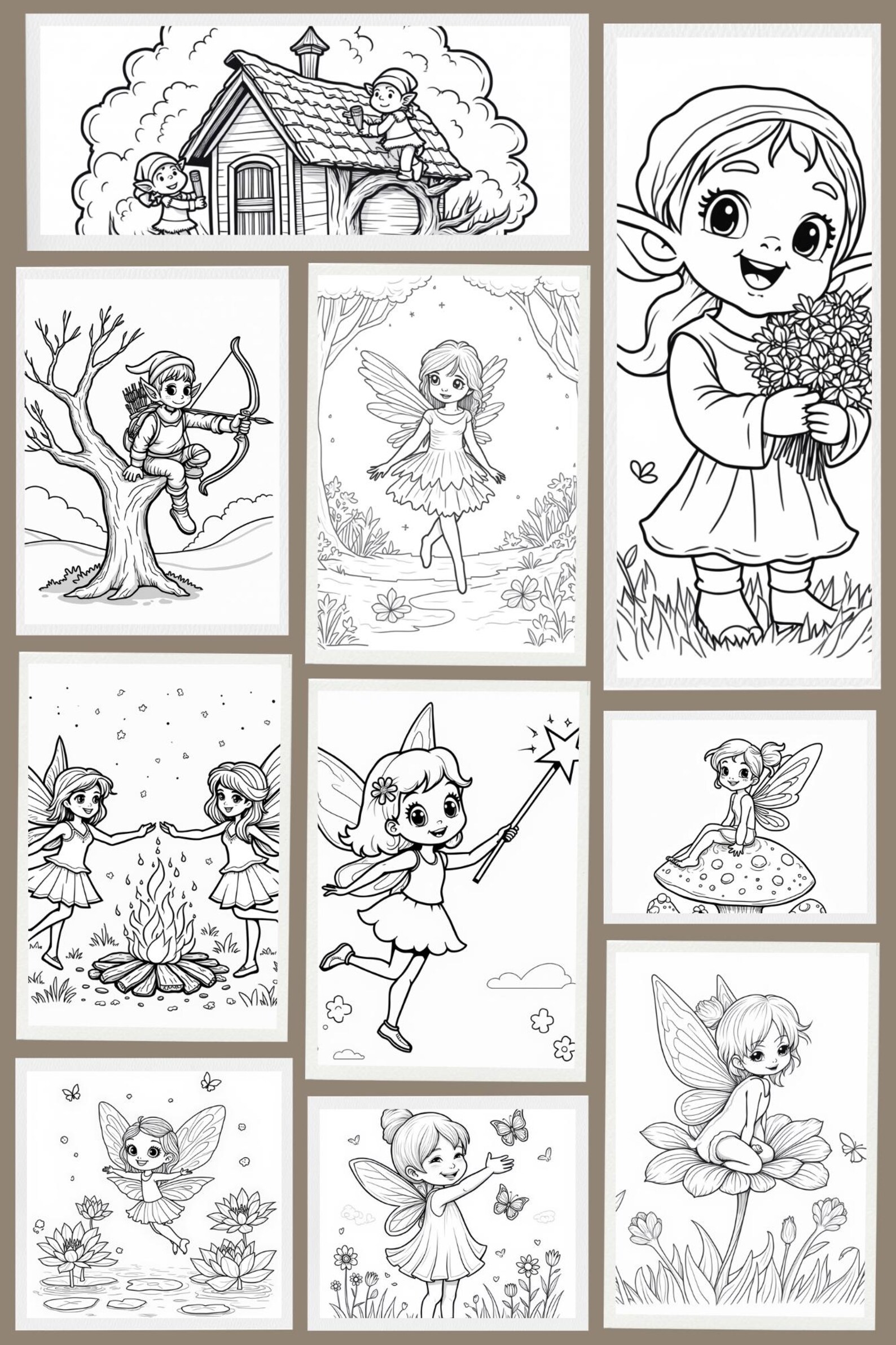 Fairies and Elves Coloring Pages for Kids Printable Digital Download ...