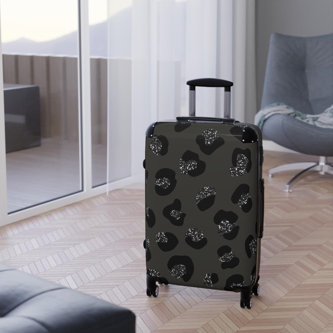 Suitcase Black Leopard Print Rolling Carry on Luggage for Her Suitcase ...