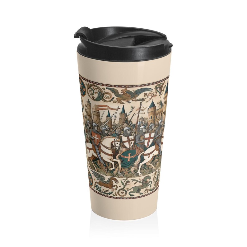 Medieval Bayeux Tapestry Coffee Mug Medieval Knights Stainless Steel ...