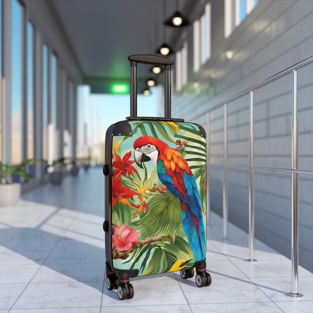 Tropical Suitcase Vacation Luggage for Beach Getaway Bag With Parrot ...