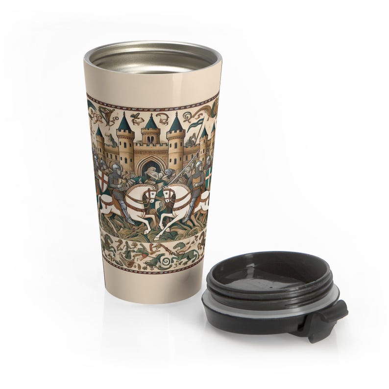 Medieval Bayeux Tapestry Coffee Mug Medieval Knights Stainless Steel ...