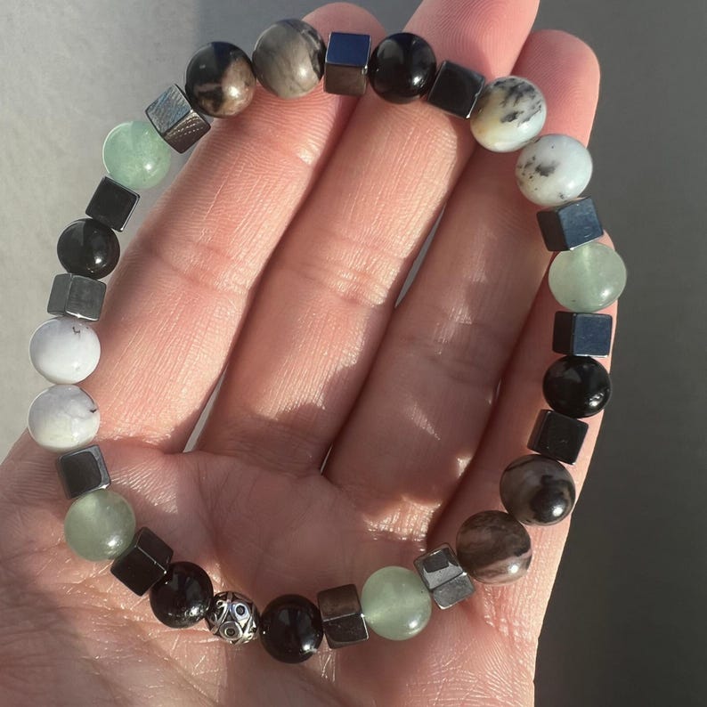 Taurus Zodiac Men's Natural Stone Bracelet Rhodonite, Tourmaline, Opal ...