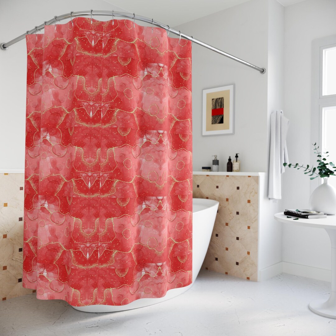 Red Marble Shower Curtains - Etsy