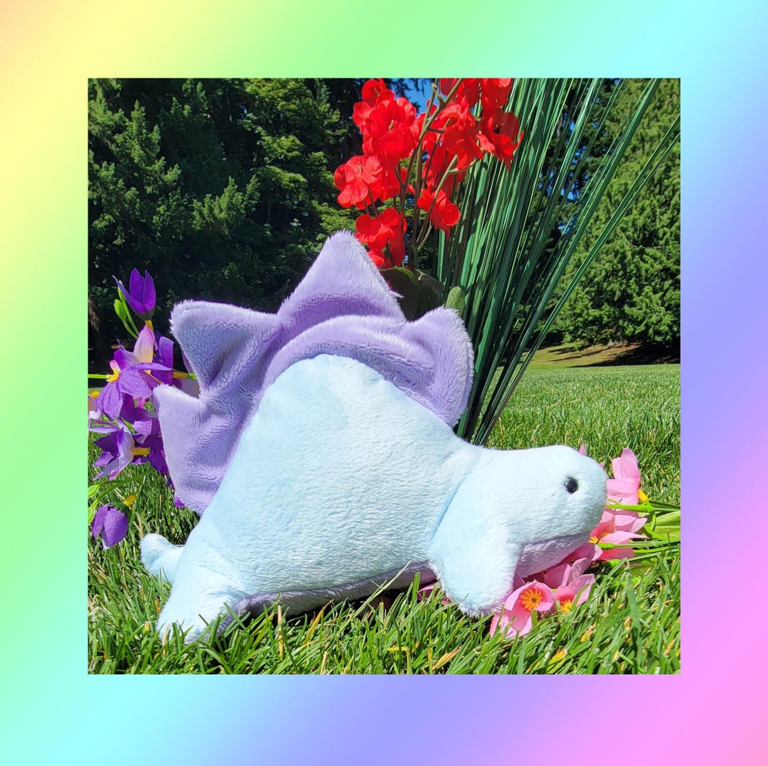 Minky Stegosaurus Plush: Small Round Dino Stuffie, Handmade in USA - Etsy