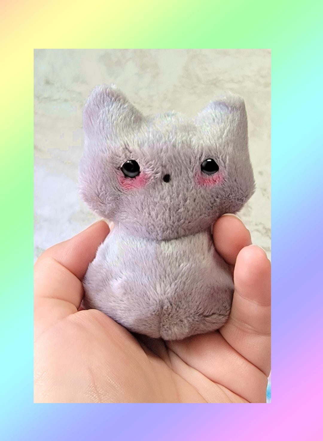 Handmade Blushing Kitty Plushie, Bean Filled Sensory Cat Stuffie - Etsy