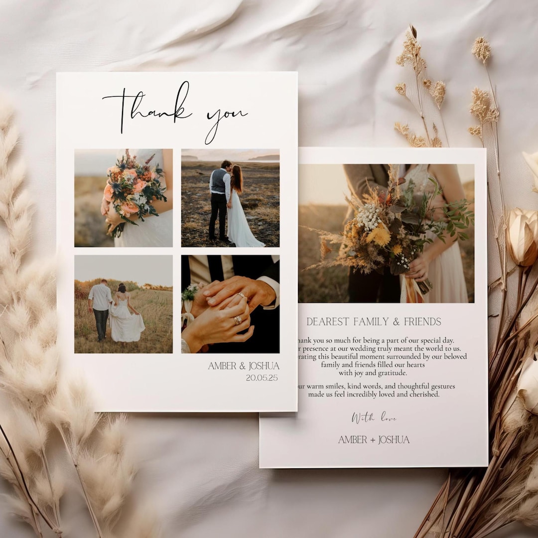 Personalized Wedding Thank You Card Template / Thank You Photo Collage ...