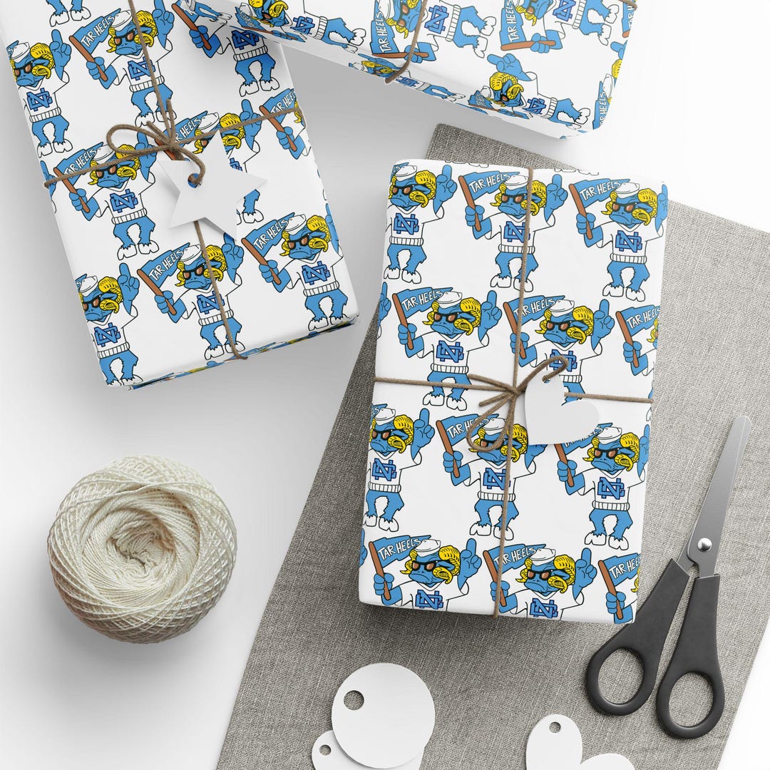 UNC Chapel Hill Retro Ramses White Wrapping Paper - Etsy