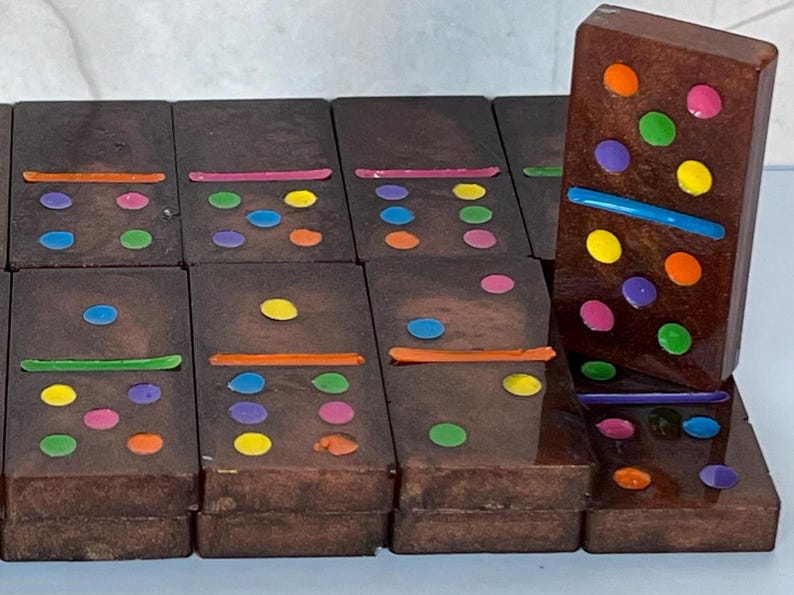 Resin Domino Set Handmade Dominoes Brownie Game Custom Cosmic Chocolate ...