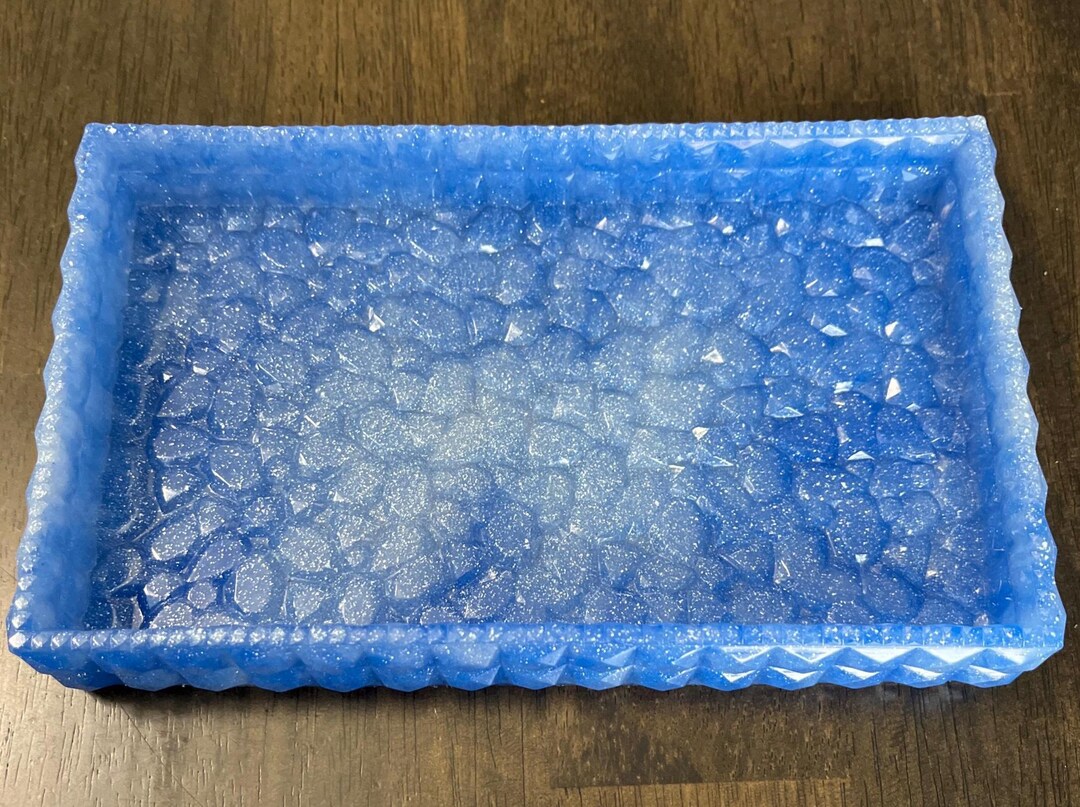 Handmade Blue Sparkle Resin Tray • Team Color Decor, Vanity Tray - Etsy
