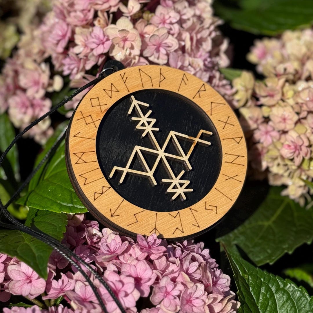 Golden Dragon Rune Spell: Wooden Amulet, Talisman of Good Luck ...