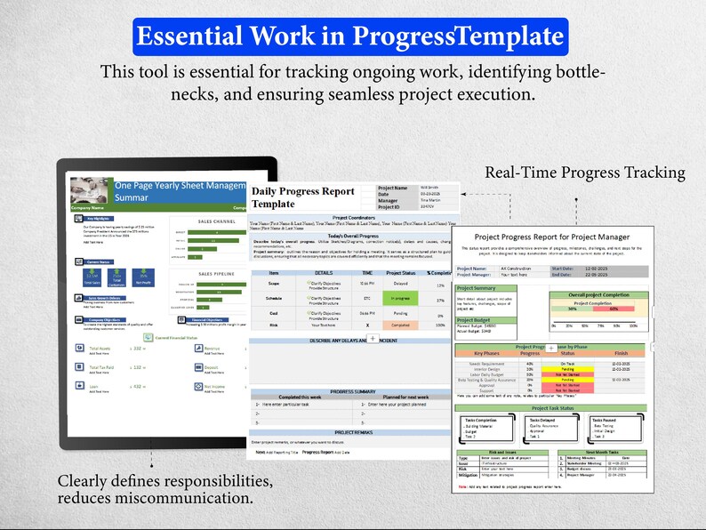 Daily Work in Progress Template | Work Report Template | Task Report ...