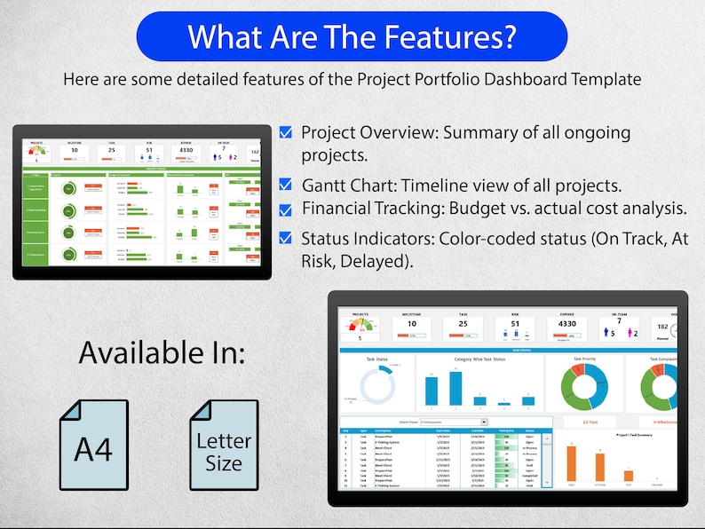 Project Portfolio Dashboard Template | All in One Project Tracking | Resource Management ...