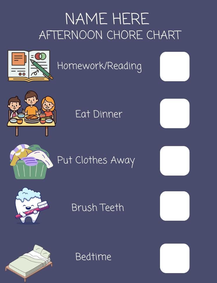 Personalized CHORE CHART - Morning & Evening (editable) - Etsy