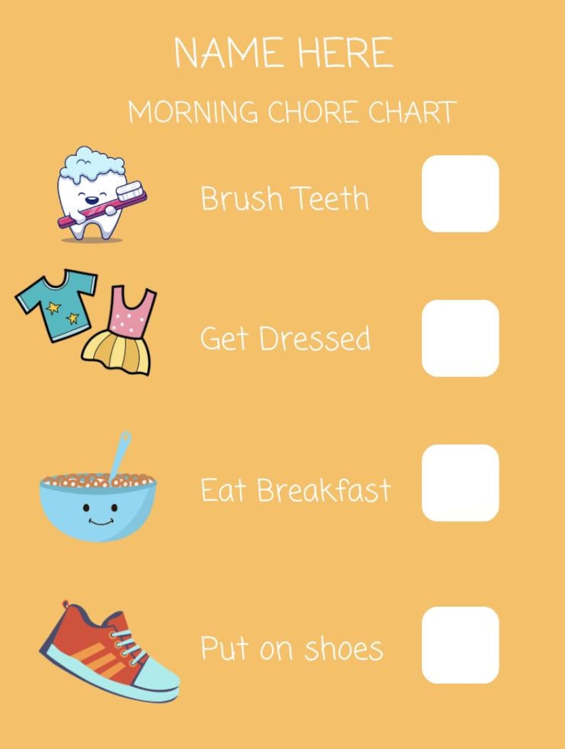 Personalized CHORE CHART - Morning & Evening (editable) - Etsy