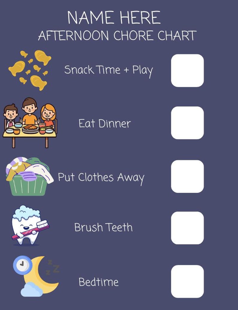 Personalized CHORE CHART - Morning & Evening (editable) - Etsy