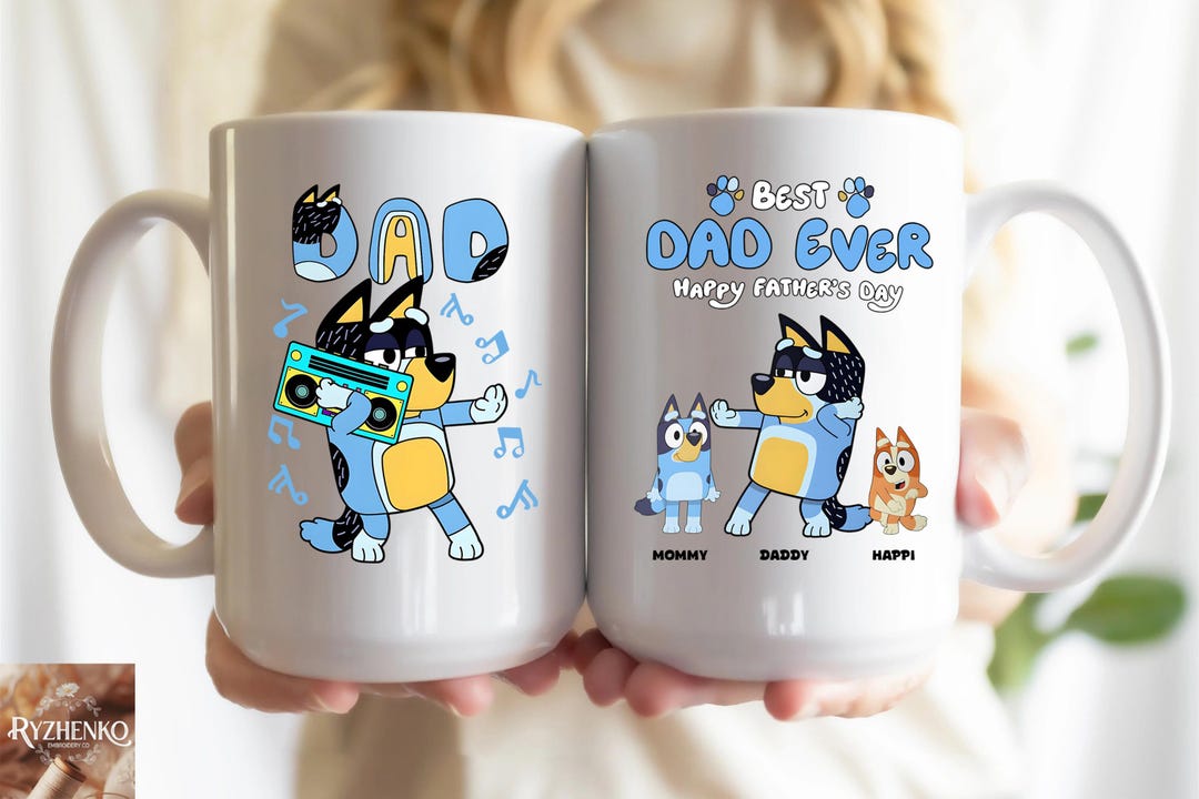 Personalized Bluey Mug, Bluey Bandit Bingo, Custom Bluey Family, Best ...
