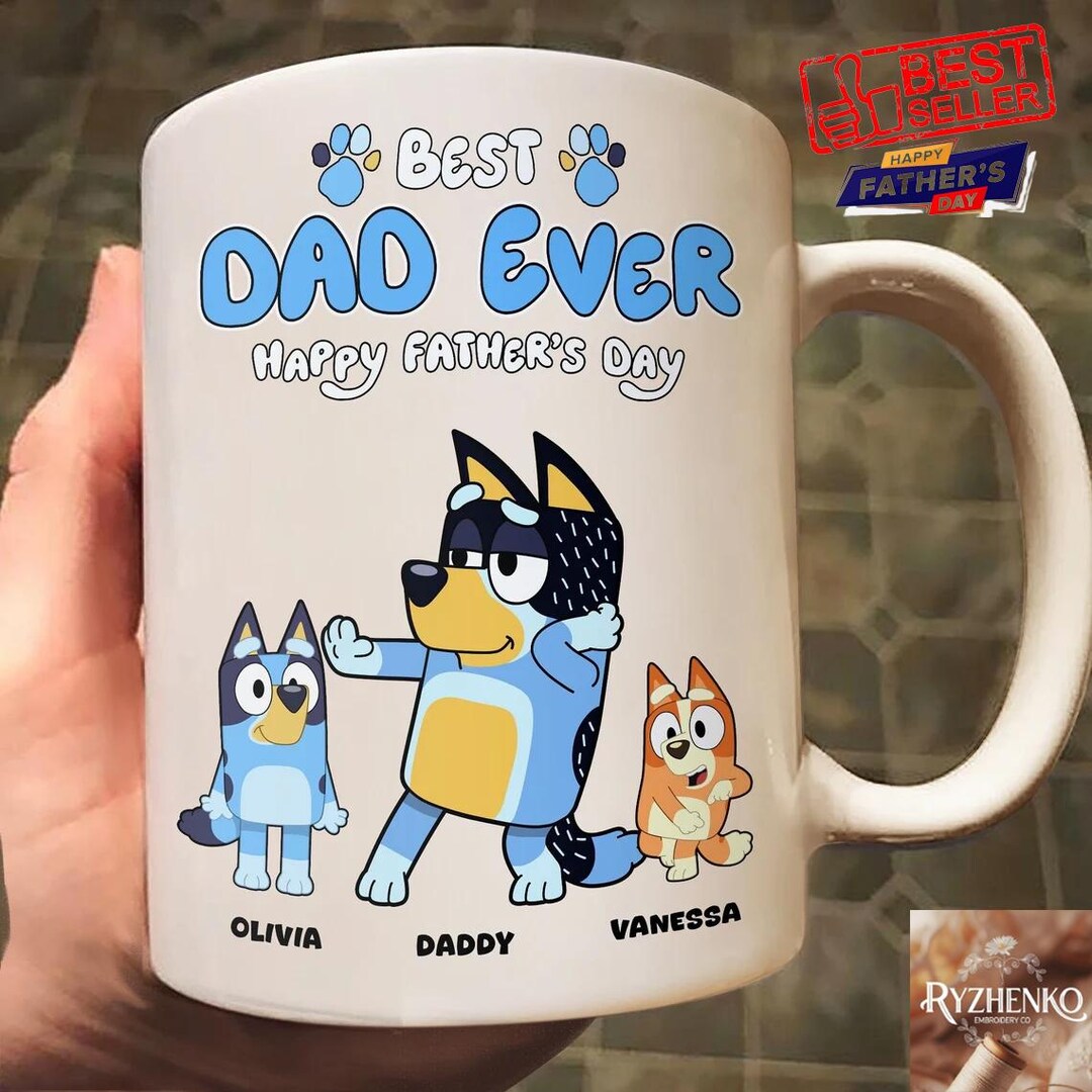 Personalized Bluey Mug, Best Dad Mug, Best Dad Ever Mug, Bluey Dad ...