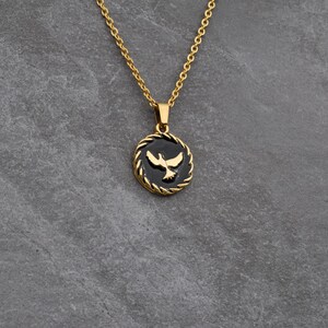 Minimalist Gold Phoenix Necklace: 18K Plated Anka Bird Rebirth Symbol ...