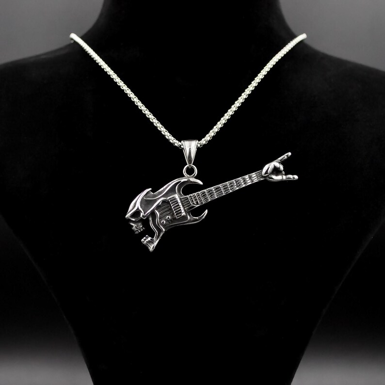 Guitar Necklace Music Jewelry Skull Necklaces Skull Guitar Necklace ...
