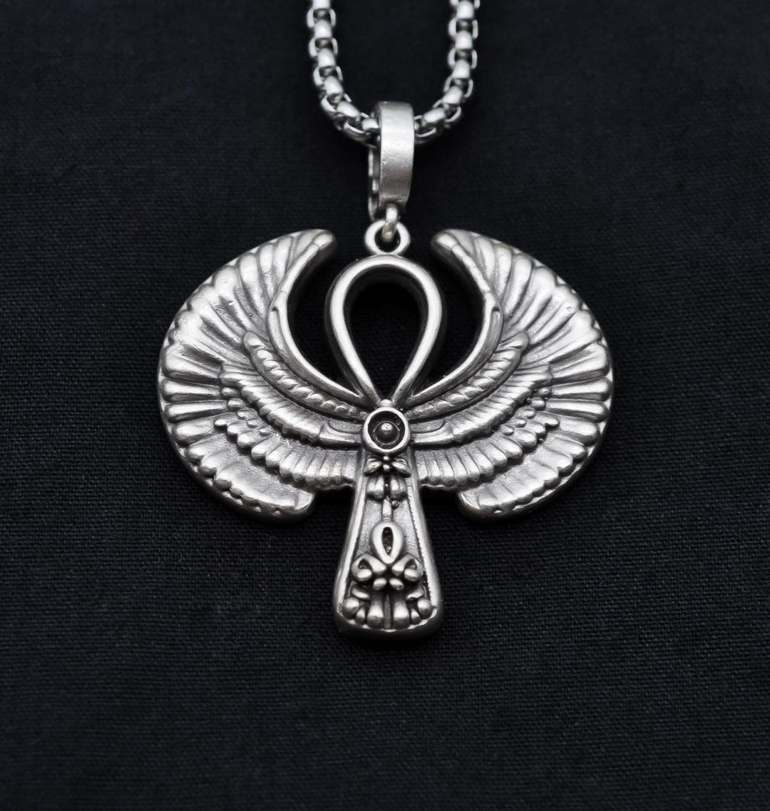 Ankh Necklace – Nile Key Necklace - Silver Ankh Necklace - Winged Key ...