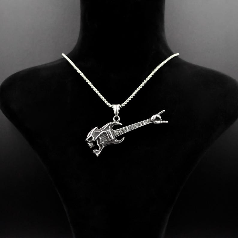 Guitar Necklace Music Jewelry Skull Necklaces Skull Guitar Necklace ...