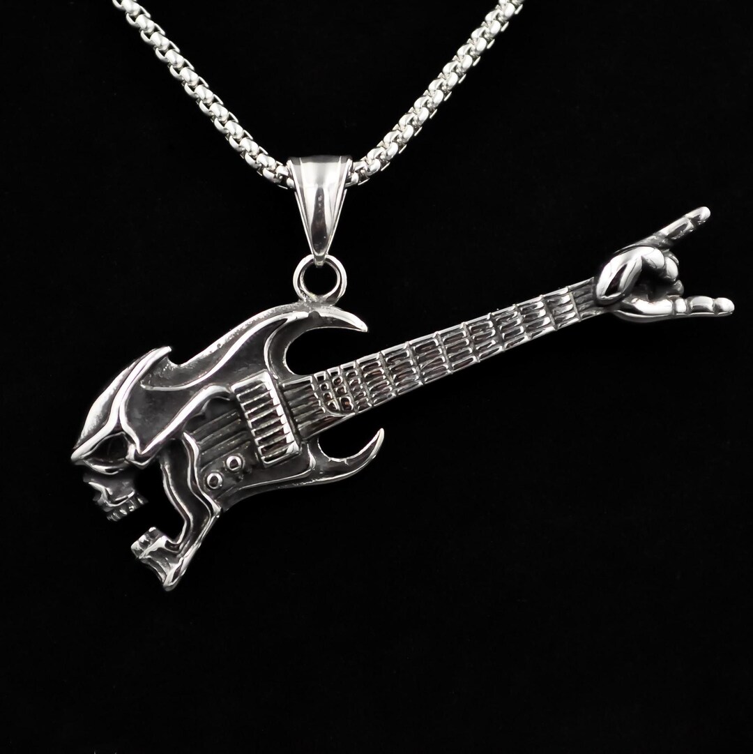 Guitar Necklace Music Jewelry Skull Necklaces Skull Guitar Necklace ...
