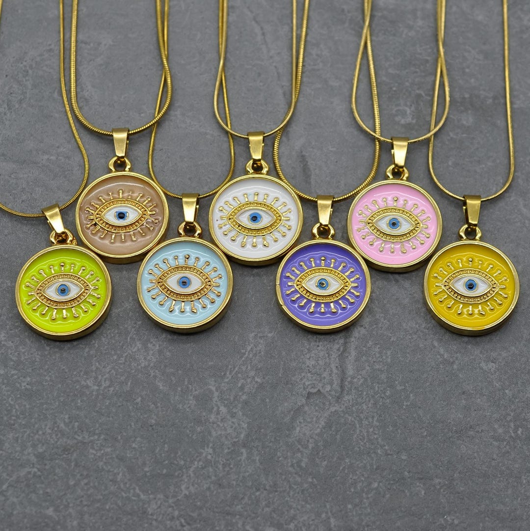 Evil Eye Pendant Necklace – 18K Gold Plated Protection Amulet Jewelry ...