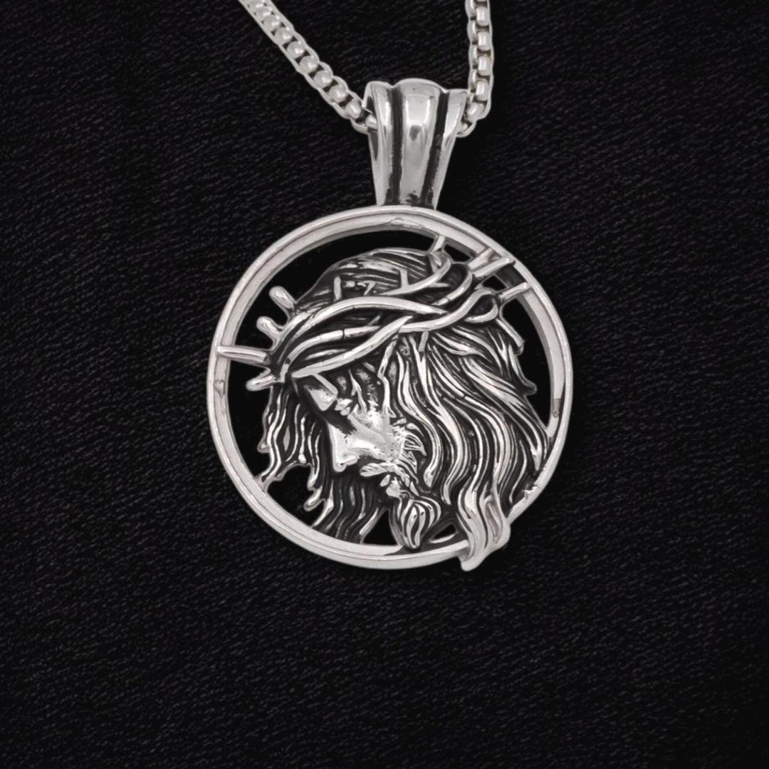 Antique Silver Jesus Christ Pendant Necklace - Religious Gifts for ...