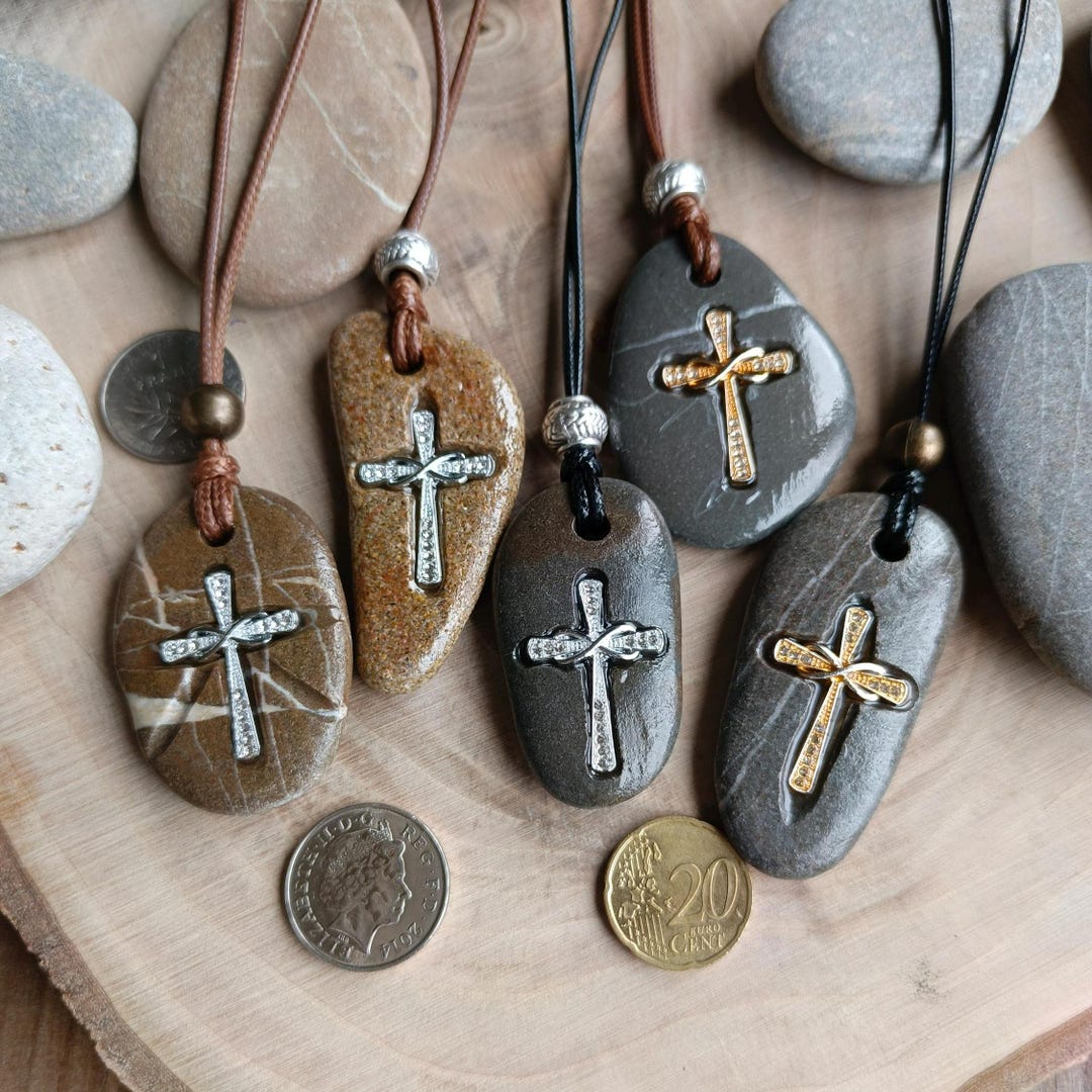 Stone Carved Jesus Necklace, Cross Necklace, Christian Necklaces ...