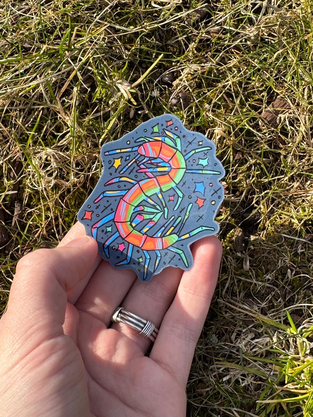 Hyperpop Millipede Waterproof Vinyl Sticker, Neon, Rainbow, Colorful ...