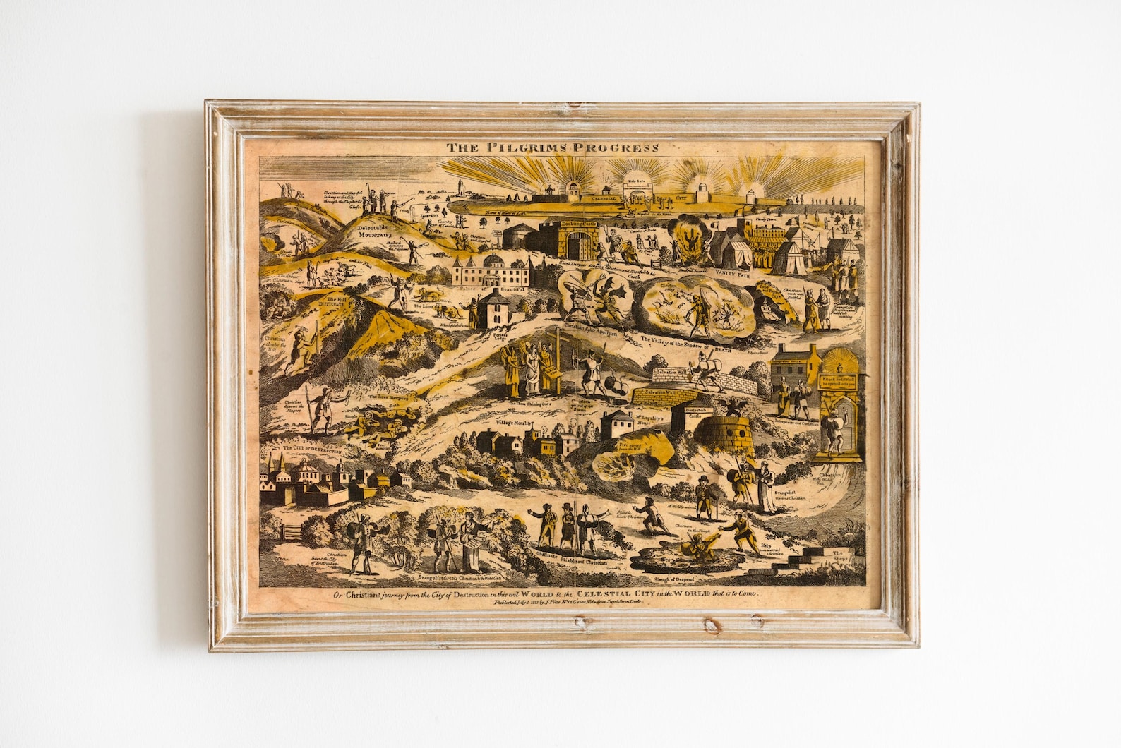 The Pilgrim's Progress Map 1813 Print, Illustration Map of the Pilgrim ...