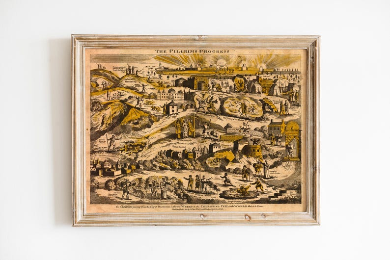 The Pilgrim's Progress Map 1813 Print, Illustration Map of the Pilgrim ...