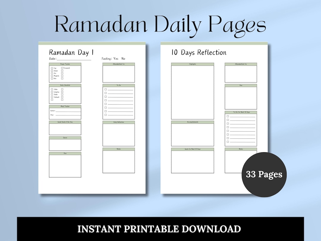 Ramadan Daily Printable, Daily Ramadan Planner, Prayer Tracker, Digital ...