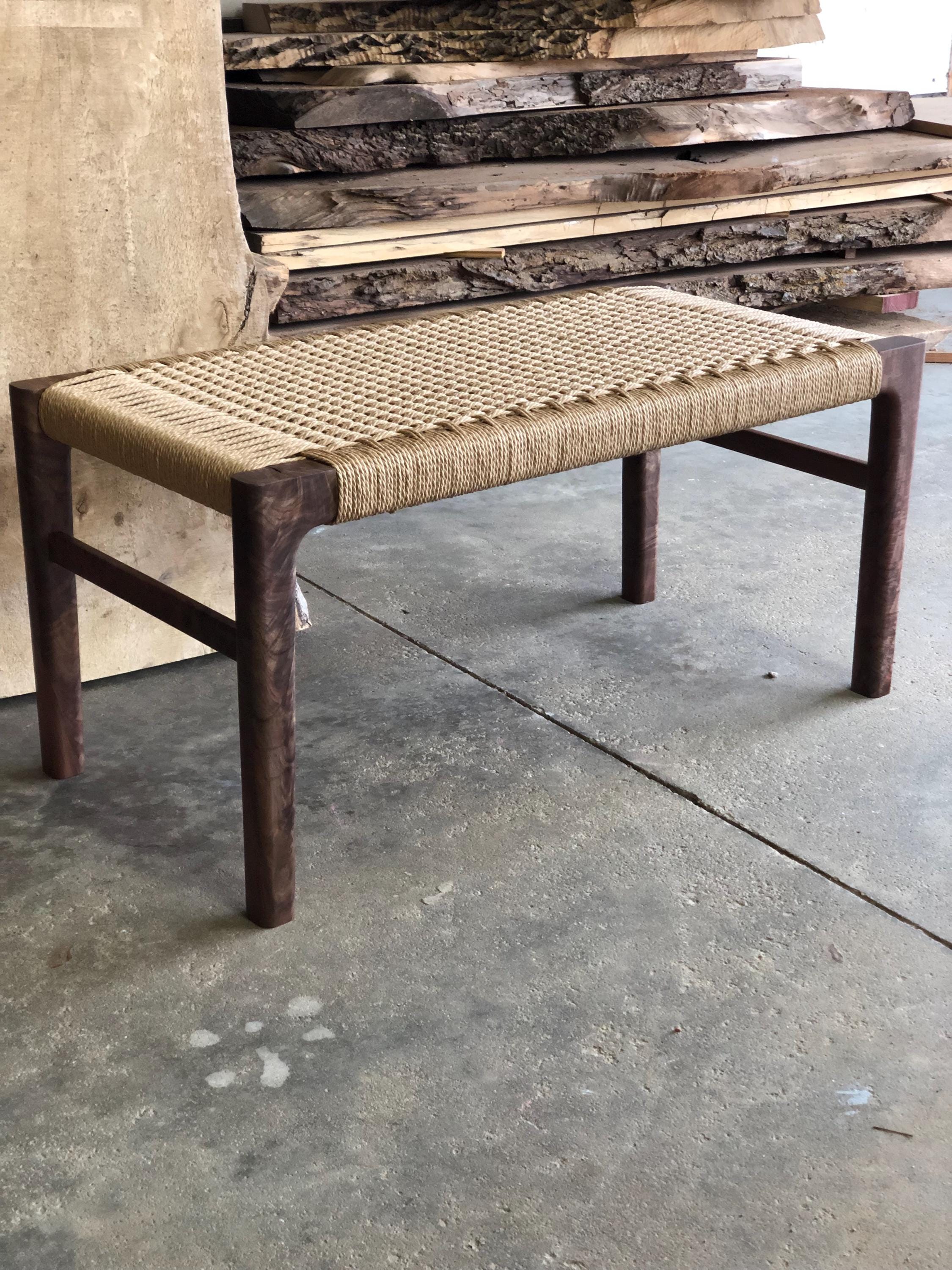 Walnut Bench With Danish Weave Seat - Etsy