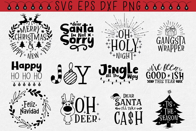 SVG Christmas Quotes Bundle - Etsy