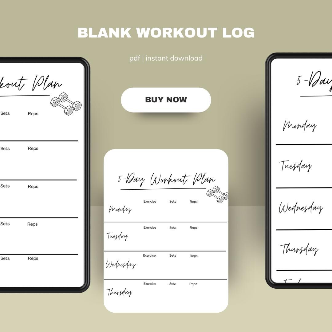 Blank 5 Day Workout Plan Printable - Etsy