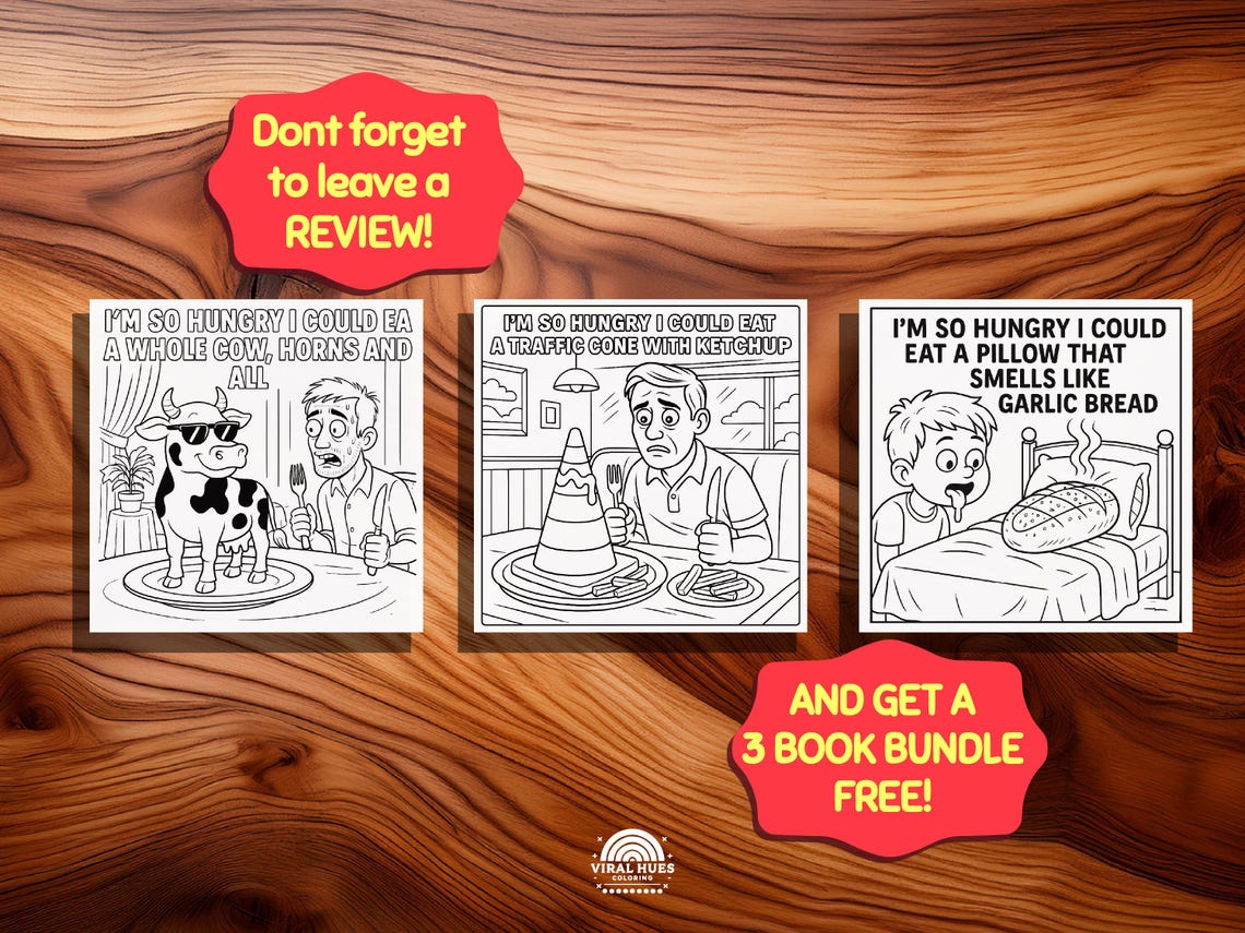 How Hungry? Coloring Book | 30 Cartoon-style Scenes for Adults | Funny ...