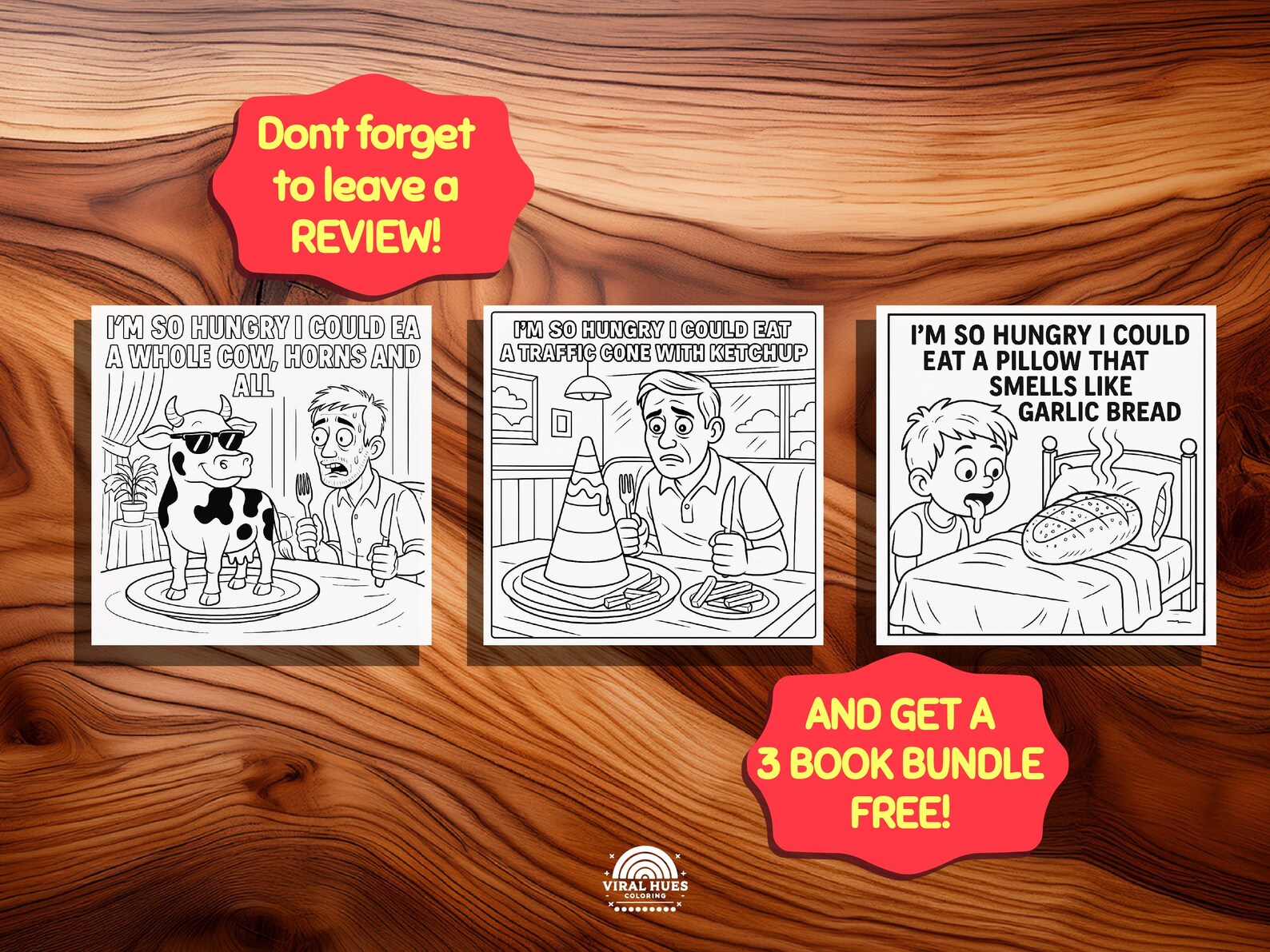 How Hungry? Coloring Book | 30 Cartoon-style Scenes for Adults | Funny ...