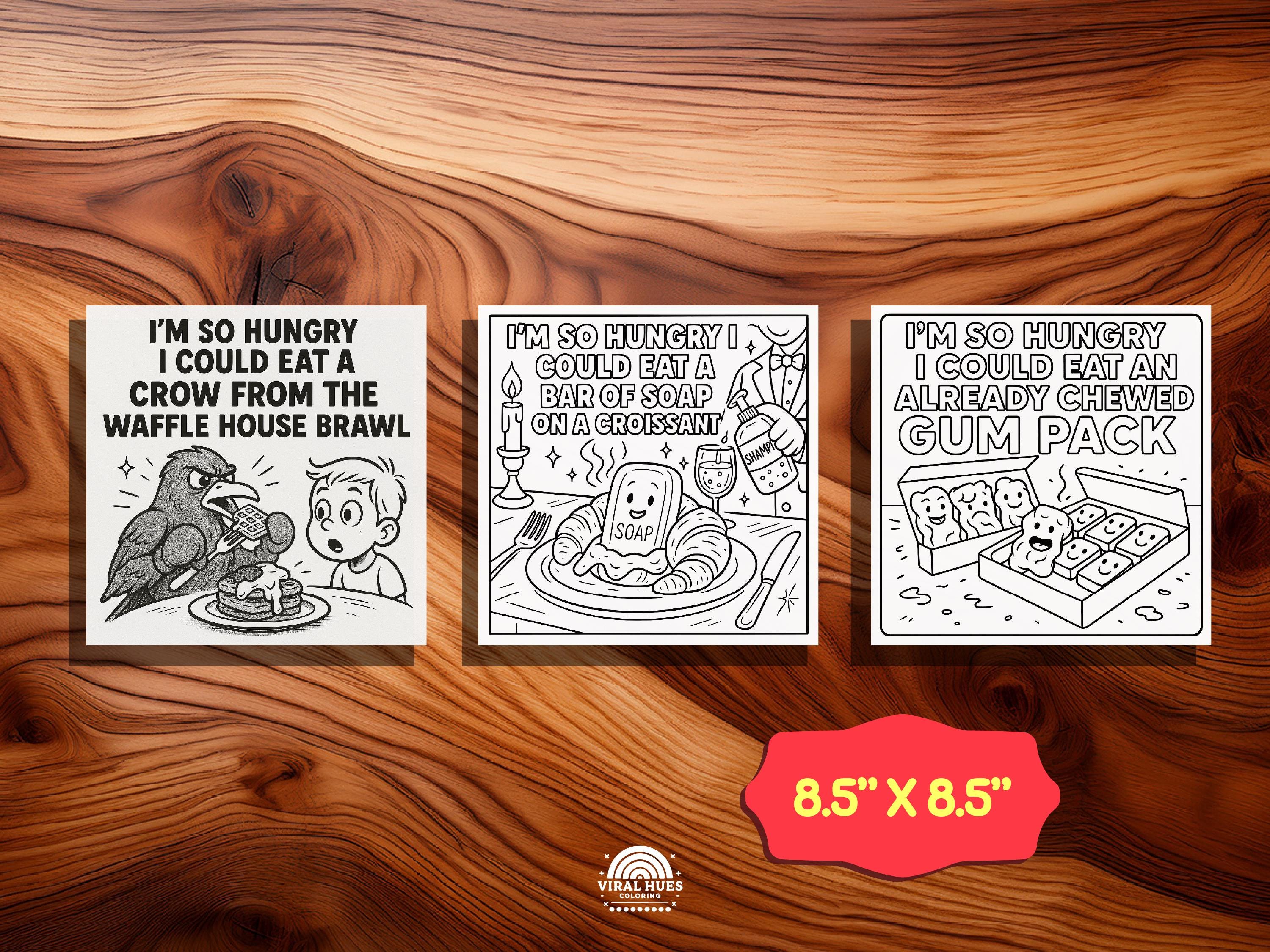 How Hungry? Coloring Book | 30 Cartoon-style Scenes for Adults | Funny ...