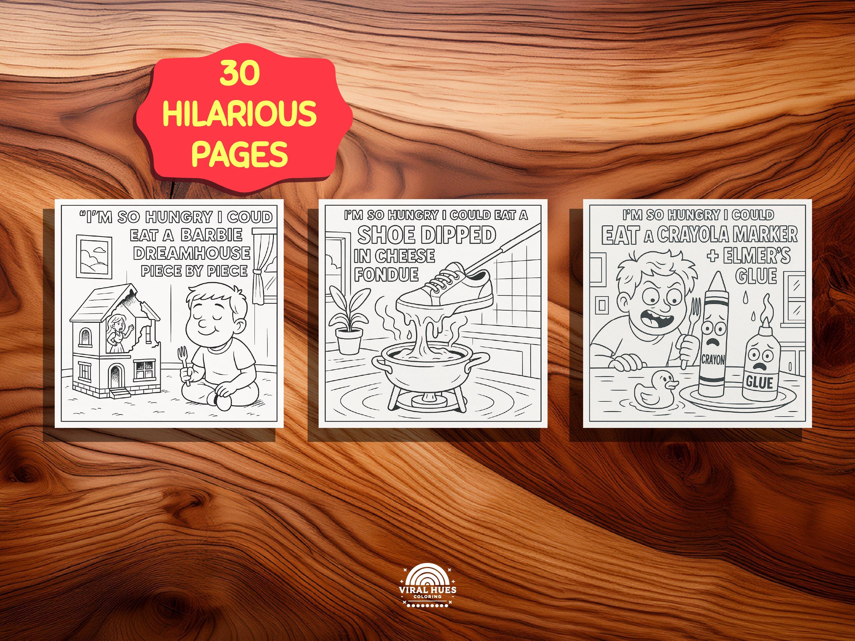 How Hungry? Coloring Book | 30 Cartoon-style Scenes for Adults | Funny ...