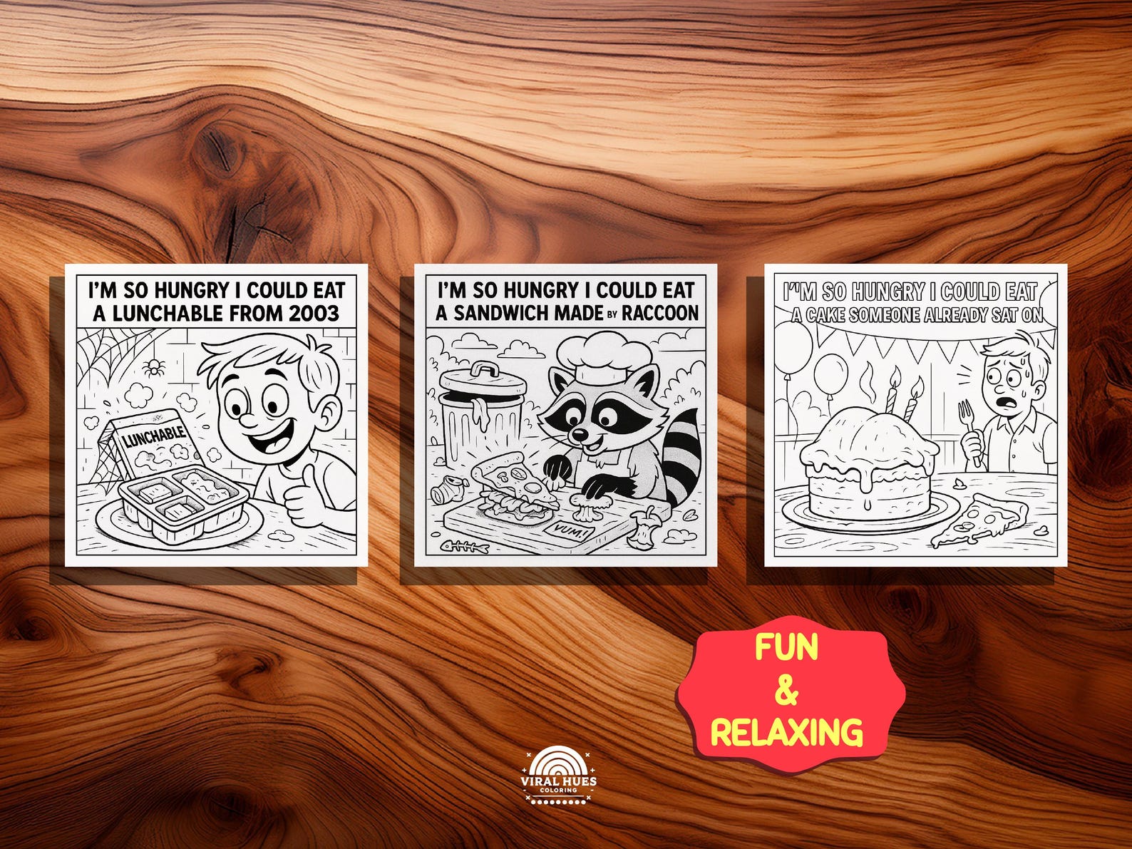 How Hungry? Coloring Book | 30 Cartoon-style Scenes for Adults | Funny ...