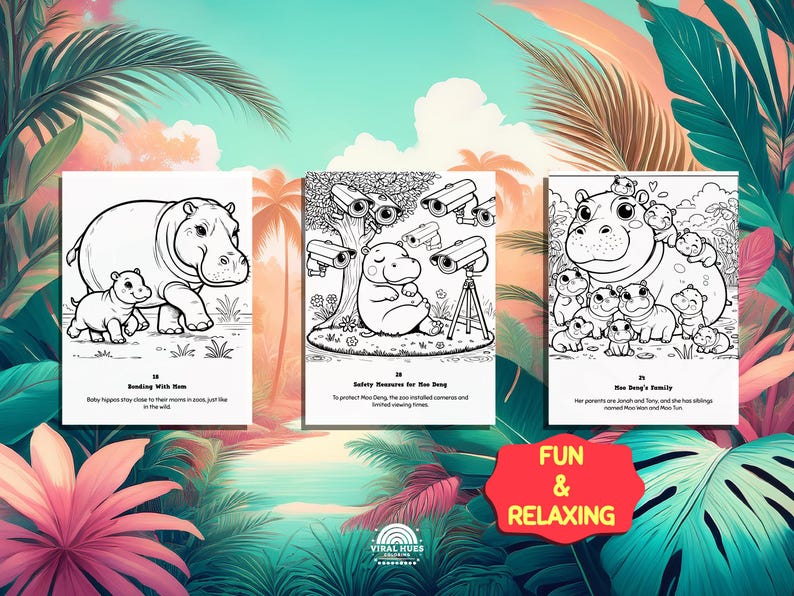 Baby Hippo Coloring Book for Kids: Fun & Educational Animal Adventures ...