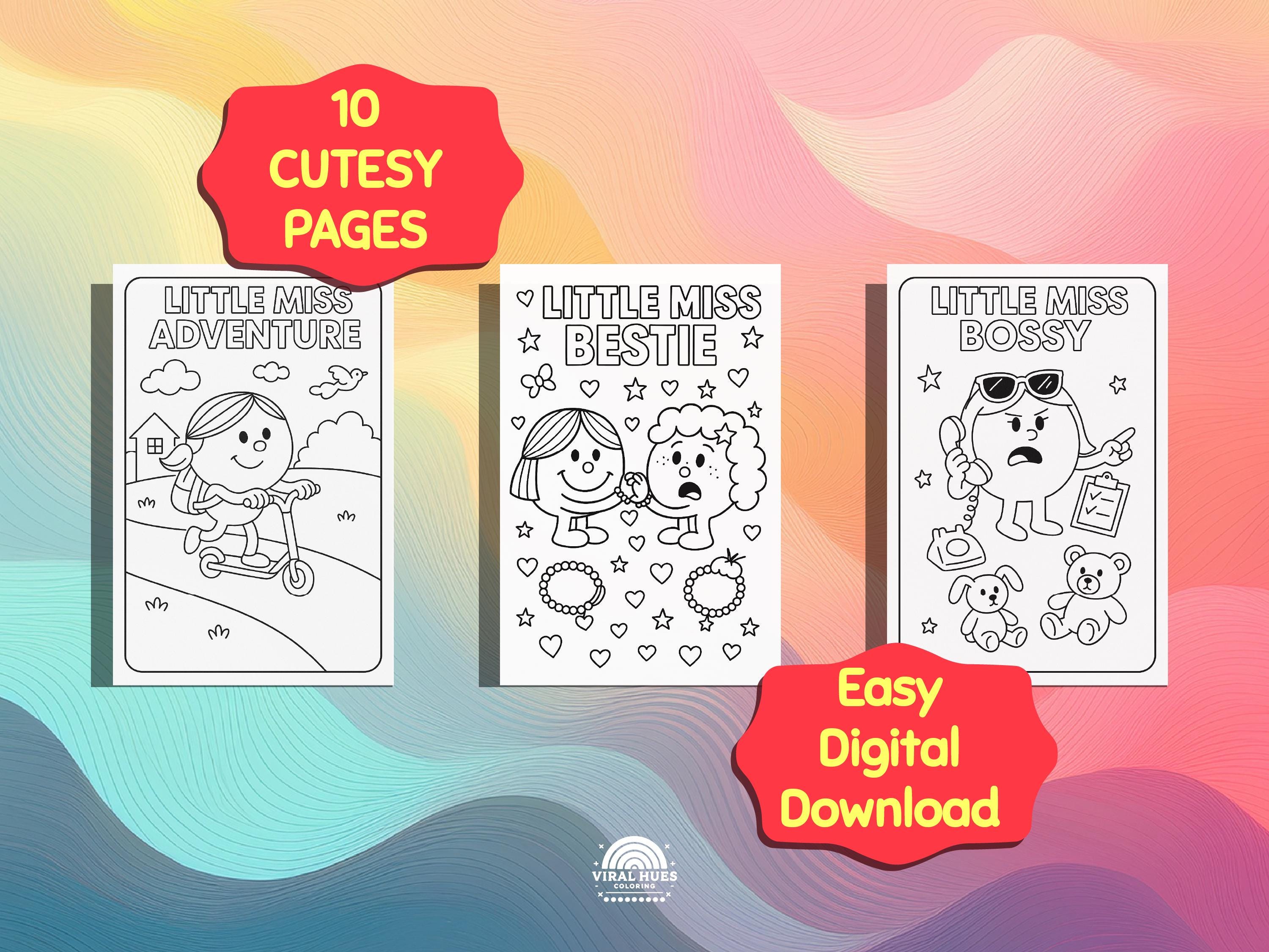 Little Miss & Friends: A Funny and Girly Coloring Book for Kids Ages 5 ...