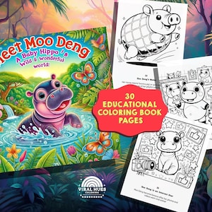 Baby Hippo Coloring Book for Kids: Fun & Educational Animal Adventures ...