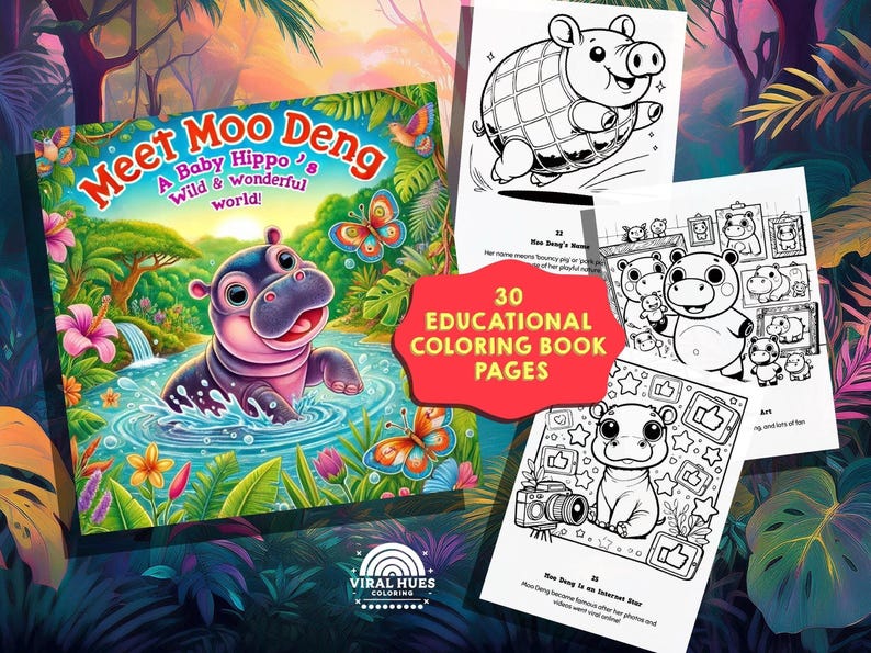 Baby Hippo Coloring Book for Kids: Fun & Educational Animal Adventures ...