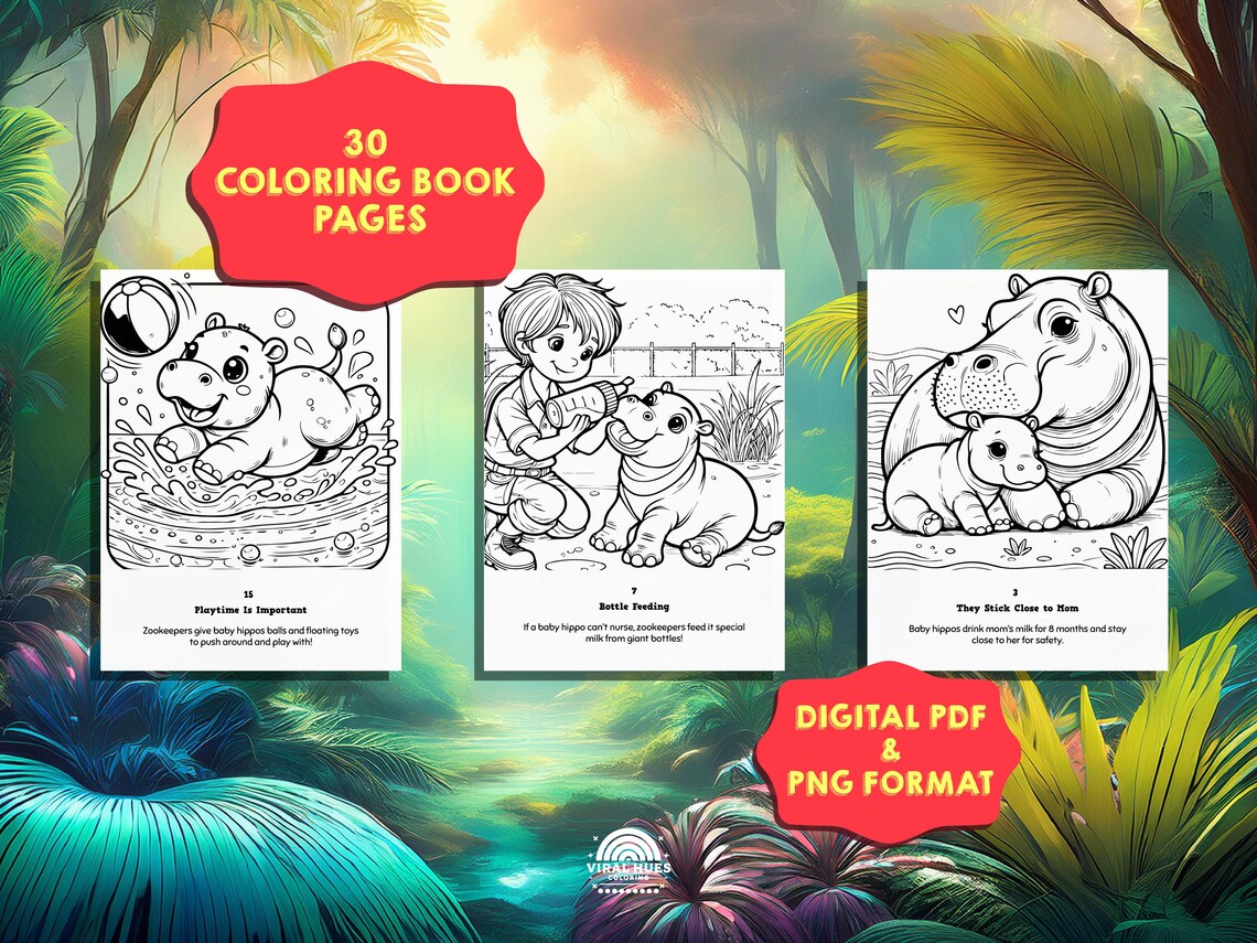 Baby Hippo Coloring Book for Kids: Fun & Educational Animal Adventures ...