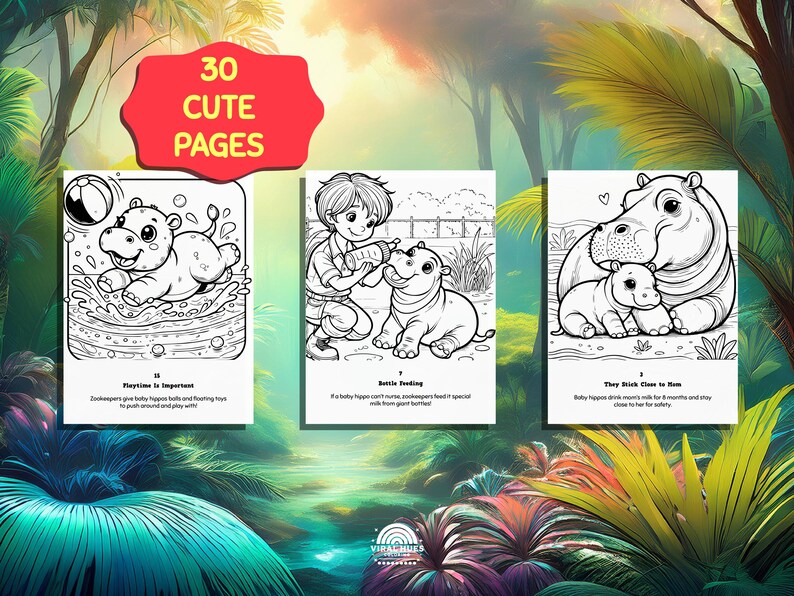 Baby Hippo Coloring Book for Kids: Fun & Educational Animal Adventures ...