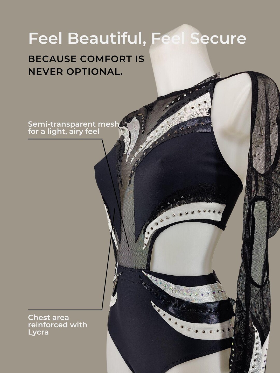 Asymmetrical Pole Dance Bodysuit – Handmade Crystal Mesh Costume for ...