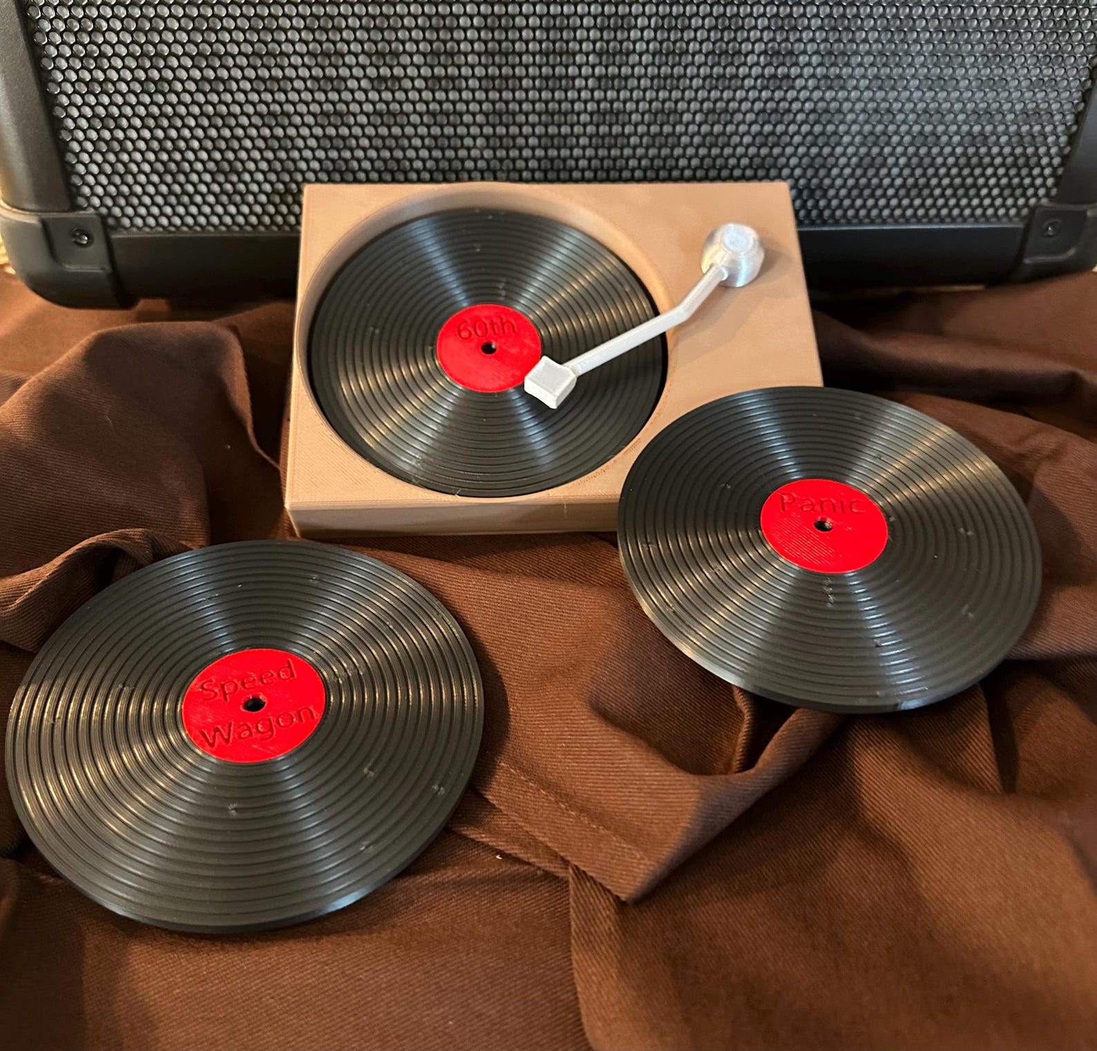 3D Printed Vinyl Record Coaster Set With Record Player Holder – Custom ...